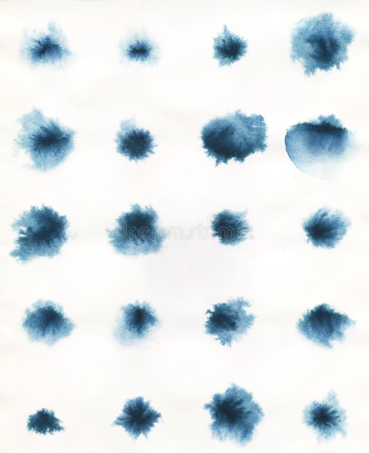 Set of Watercolor Blots on White Background. Collection of Handmade Ink ...