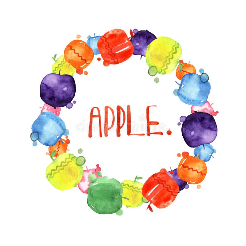 Set of Watercolor Drawing Apples,food Design Elements, Fresh Fruits ... Set of Watercolor Drawing Apples,food Design Elements, Fresh Fruits ...