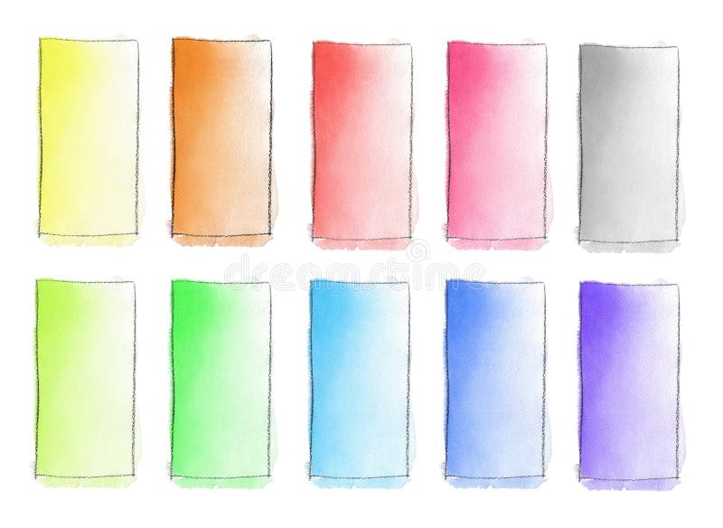 Set of 10 Watercolor Gradient Fill from Color To White for Background ...