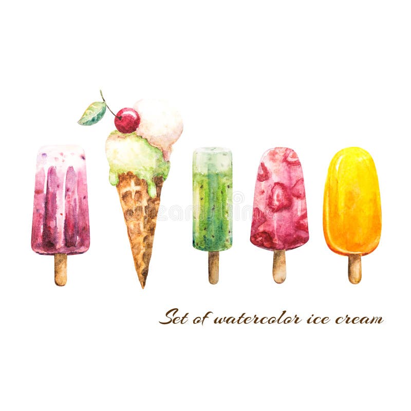 Watercolor Gelato Stock Illustrations – 844 Watercolor Gelato Stock ...
