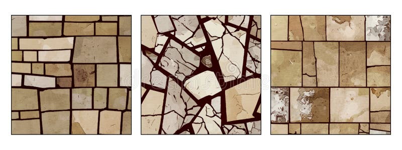 Set of 3 Watercolor Painted on Canvas. Natural Stone Pattern. Stock ...