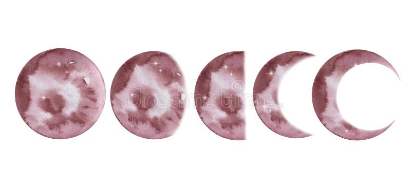 Set of watercolor red moon stock illustration. Illustration of dream ...