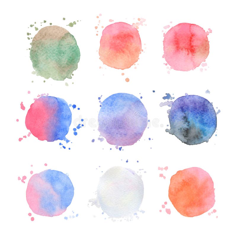 Set of Watercolor Textures Circles Stock Vector - Illustration of ...