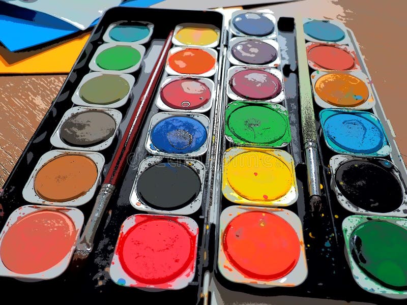 A Set of Watercolors of Different Colors for Drawing. Multicolored ...