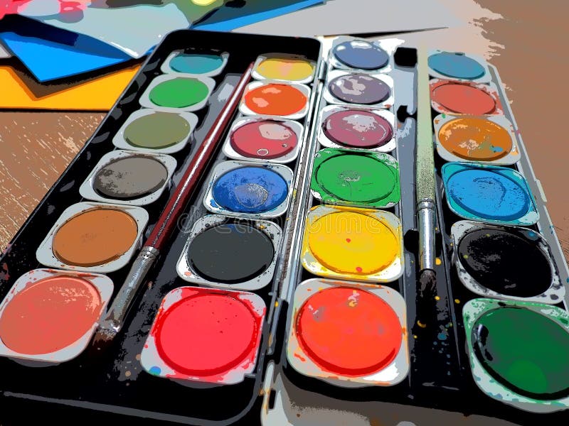 A Set of Watercolors of Different Colors for Drawing. Multicolored ...