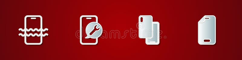 Set Waterproof Phone, Mobile Service, Smartphone and Glass Screen ...