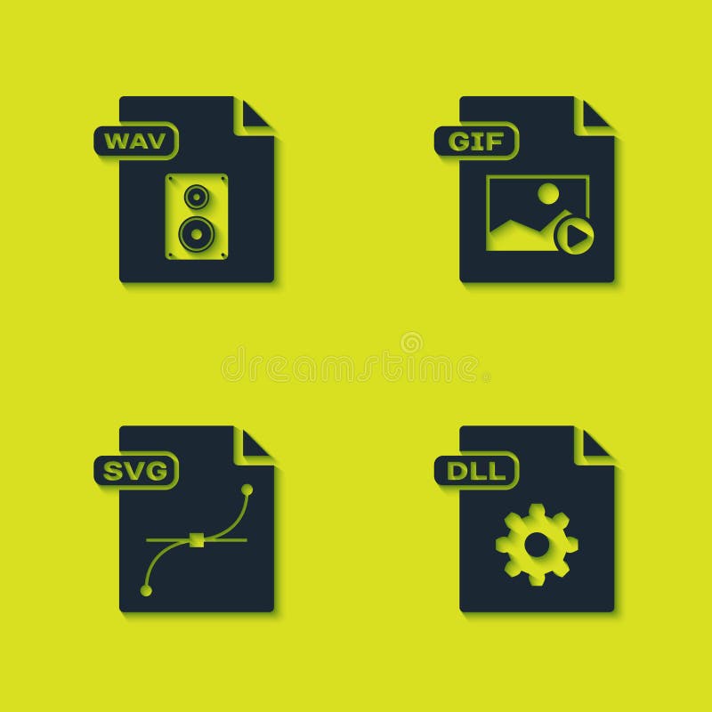 Set WAV File Document, DLL, SVG and GIF Icon. Vector Stock Vector ... Set WAV File Document, DLL, SVG and GIF Icon. Vector Stock Vector ...