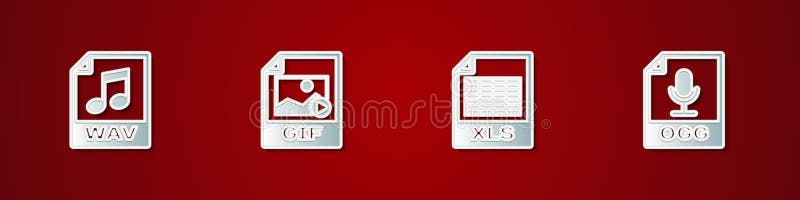 Set WAV File Document, GIF, XLS and OGG Icon. Vector Stock Vector ... Set WAV File Document, GIF, XLS and OGG Icon. Vector Stock Vector ...