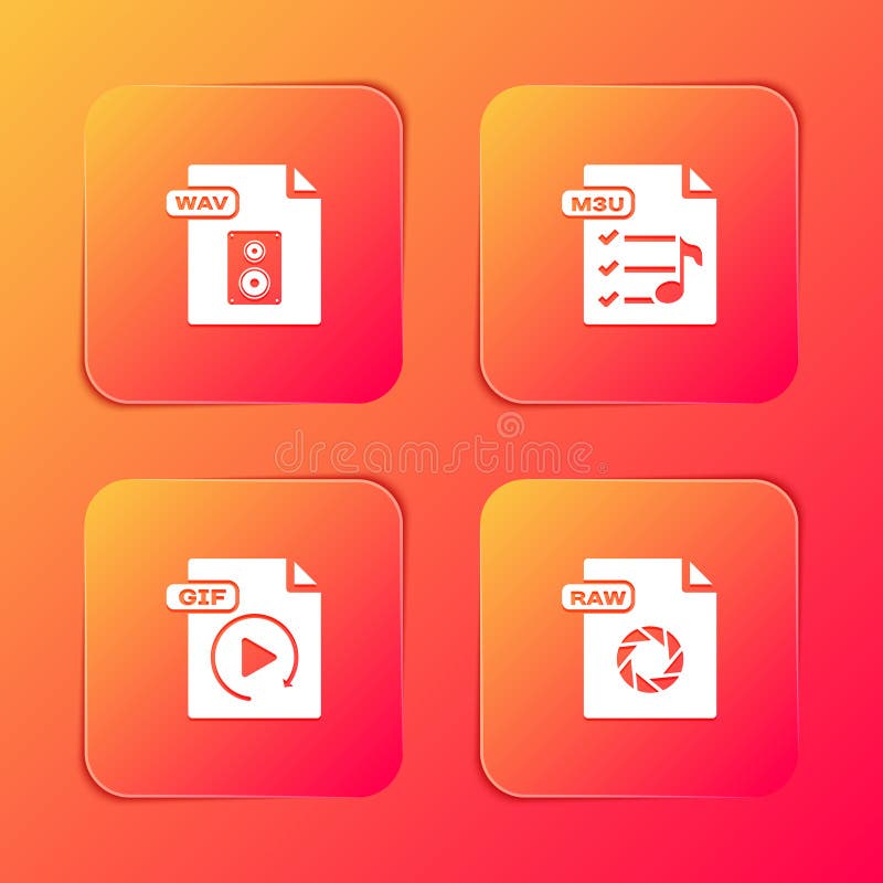 Set WAV File Document, M3U, GIF and RAW Icon. Vector Stock Vector ... Set WAV File Document, M3U, GIF and RAW Icon. Vector Stock Vector ...