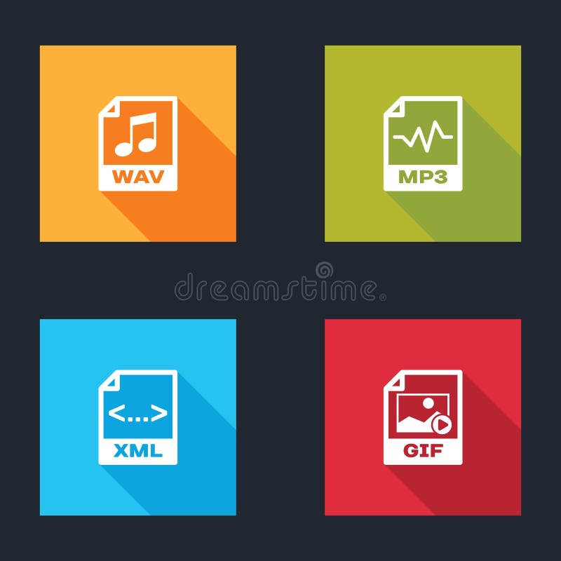 Set WAV File Document, MP3, XML and GIF Icon. Vector Stock Vector ... Set WAV File Document, MP3, XML and GIF Icon. Vector Stock Vector ...