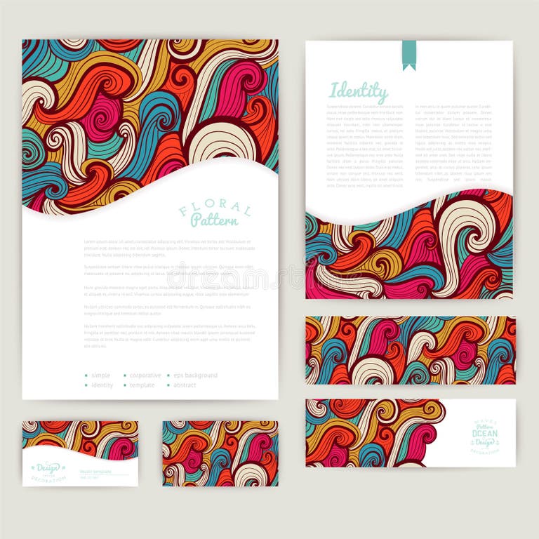 Set of Wave Abstract Cards, Invitations. Vector Wave Tileable Pa Stock ...