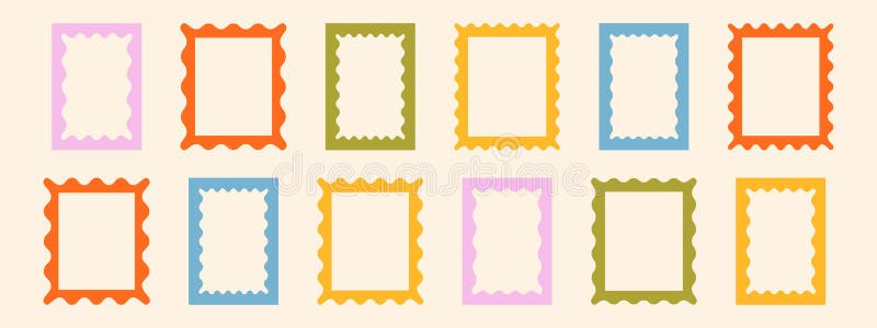 Set of Wave and Curvy Borders. Trendy Curved Frame Box Stock ...