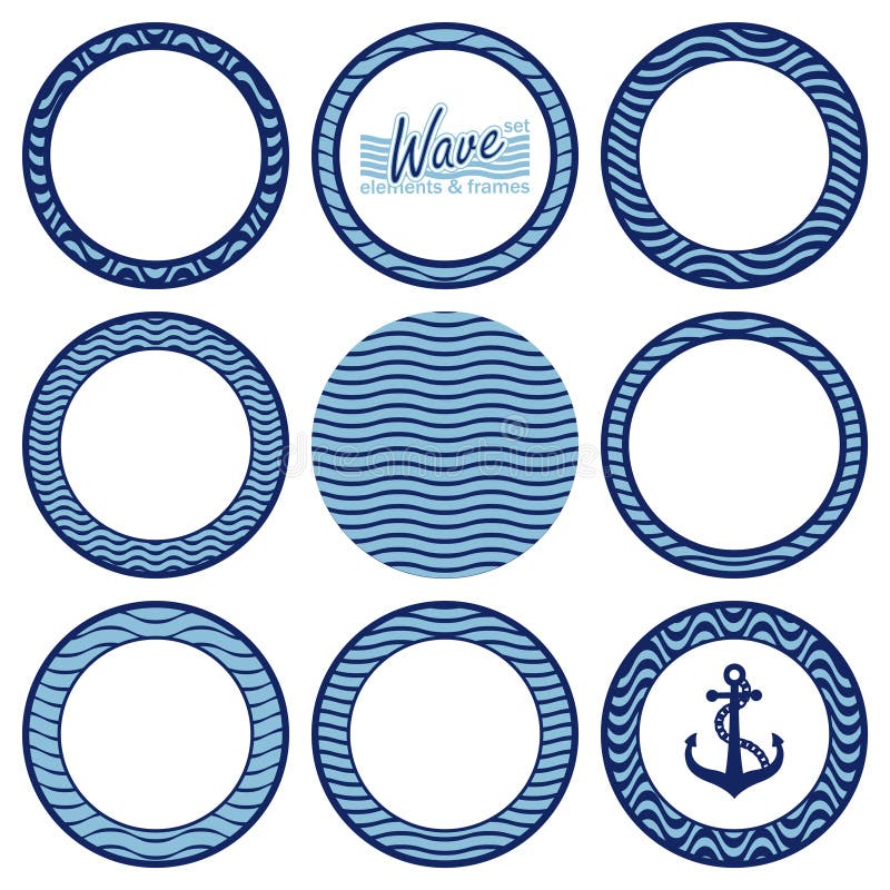 Set of Wave Elements and Frames Stock Vector - Illustration of frame ...