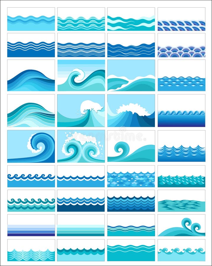 Set of wave illustrations stock vector. Illustration of design - 17496815