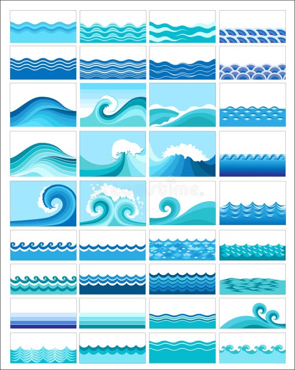Set of wave illustrations stock vector. Illustration of design - 17496815