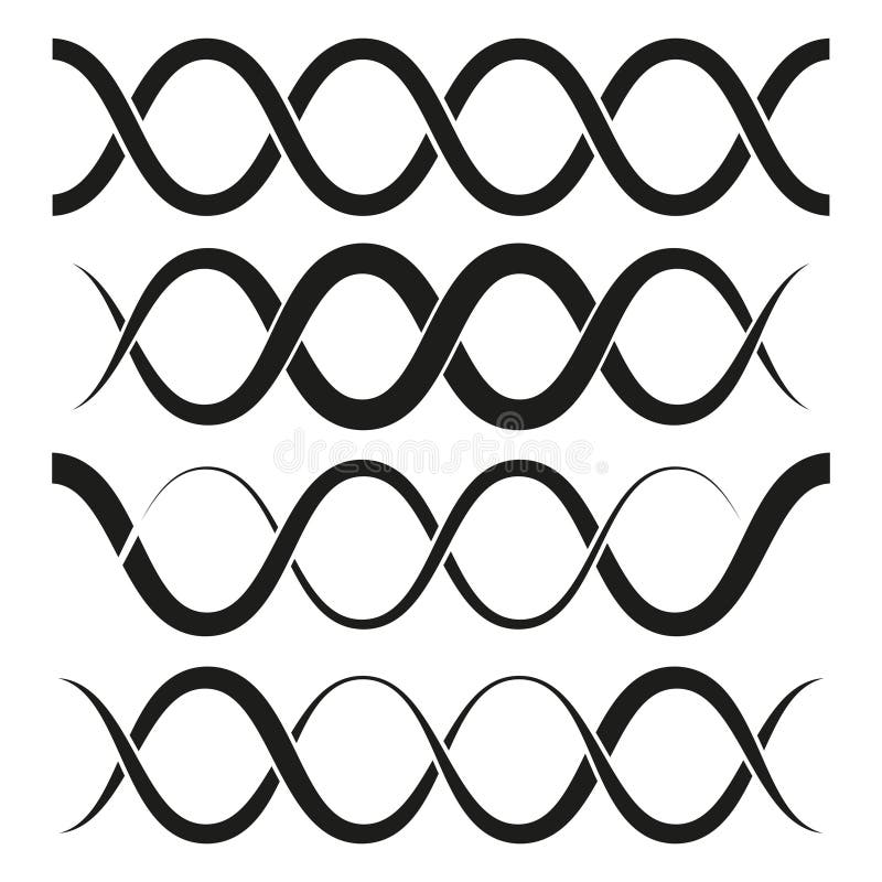 Set of Wave Patterns. Three Different Black Wave Designs. Abstract ...