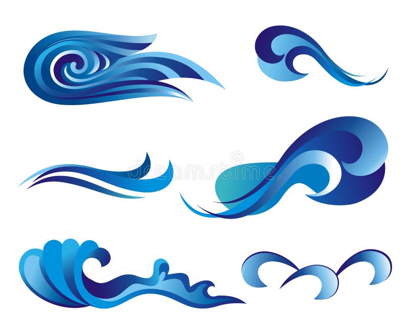 Set of Wave Symbols for Design Isolated on White Stock Vector ...