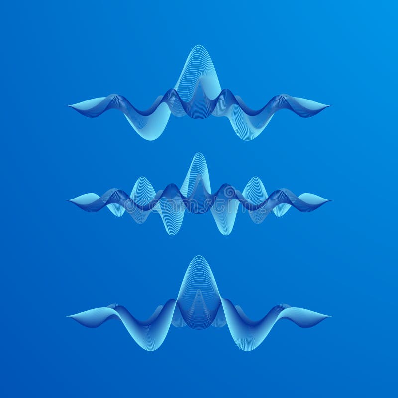 Set of Waveforms Isolated on White Background. Vector Illustration ...
