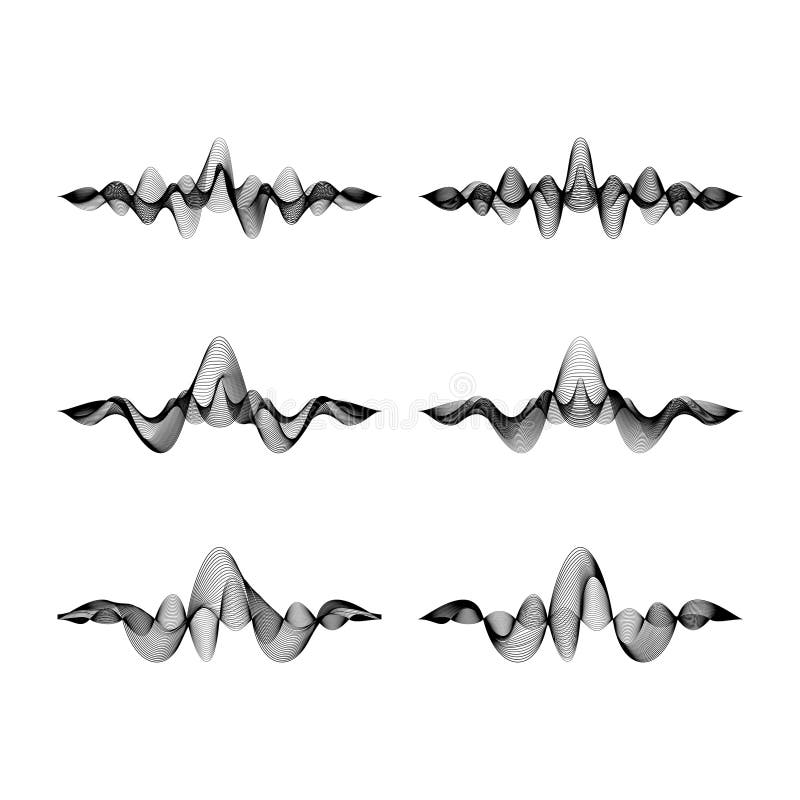 Set of Waveforms Isolated on Blue Background. Vector Illustration Stock ...