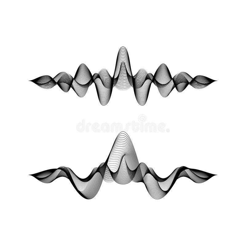 Set of Waveforms Isolated on White Background. Vector Illustration ...
