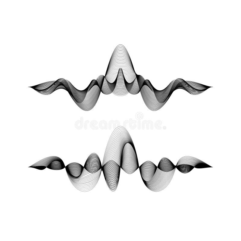 Set of Waveforms Isolated on White Background. Vector Illustration ...