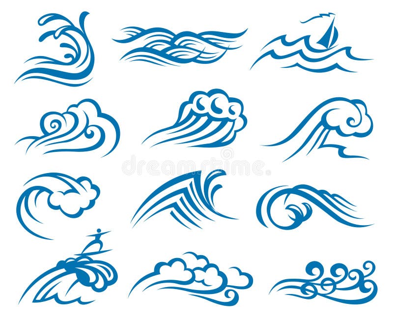 Ocean waves set stock vector. Illustration of liquid - 25623694