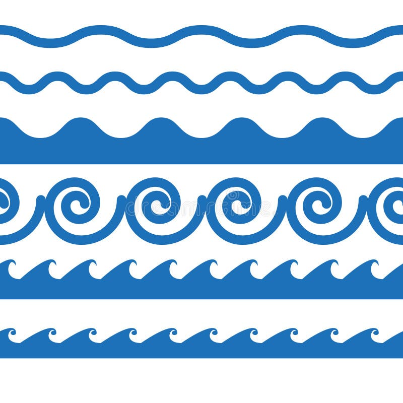 A set of waves. stock vector. Illustration of ocean, seamless - 93602392