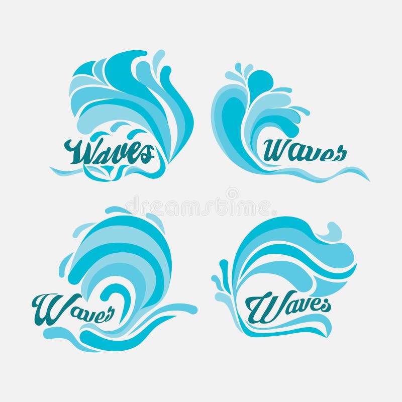 Set of Waves, Sea Components Design, Silhouette Waves Stock ...