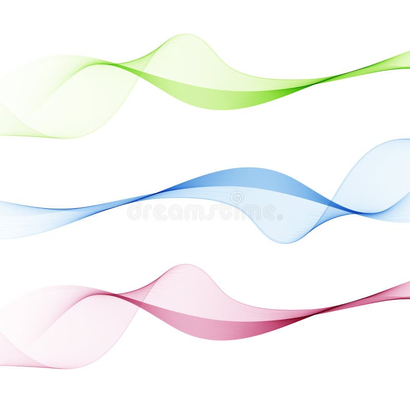 Set of Vector Waves. Stream of Color Smooth Waves. Blue, Green, Pink ...