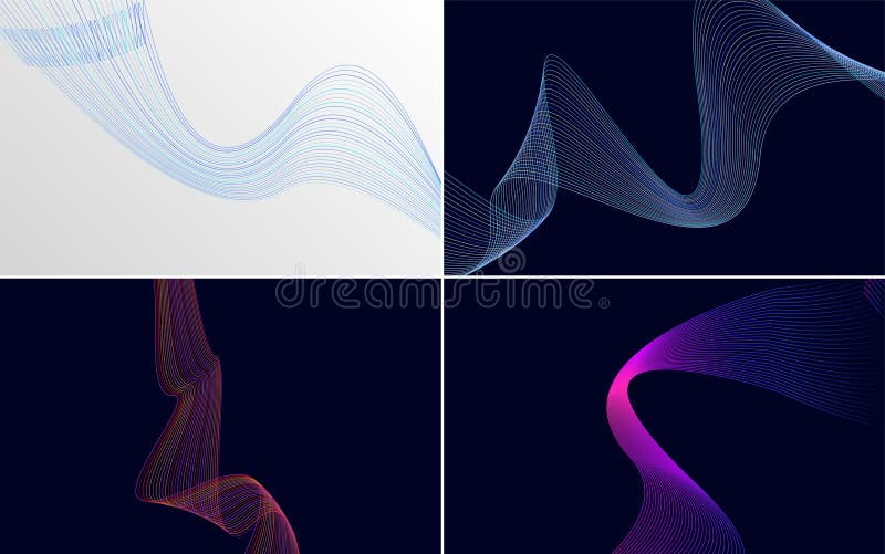 Set of 4 Waving Line Vector Backgrounds for a Unique Design Stock ...