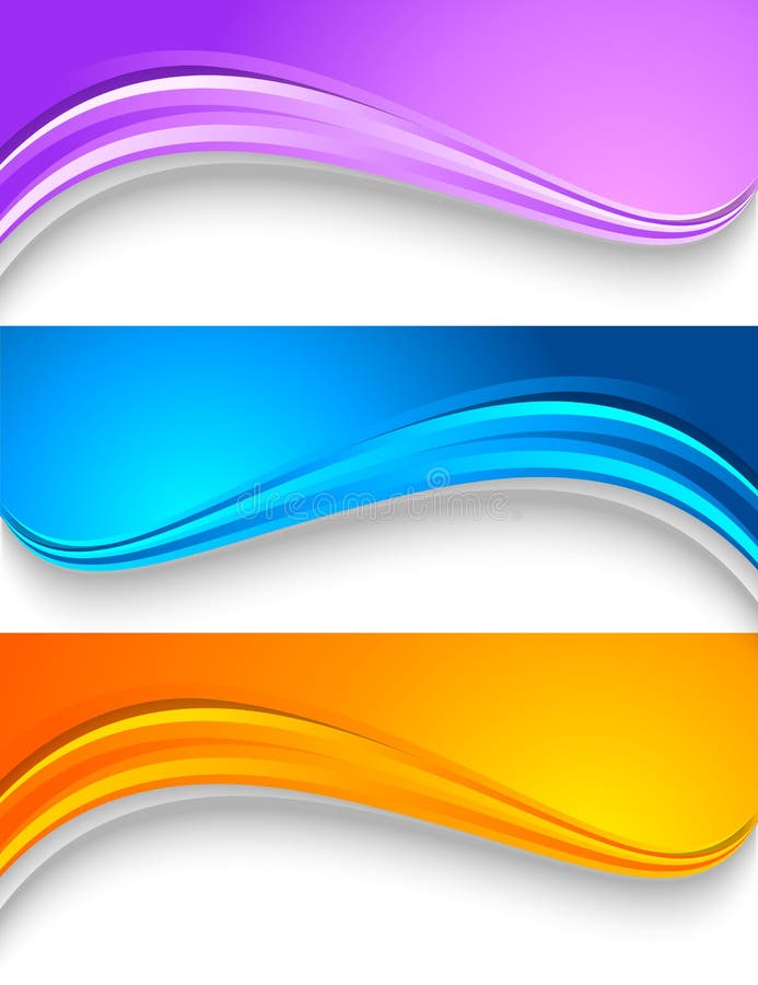 Set of Wavy Colorful Banners. Stock Vector - Illustration of movement ...