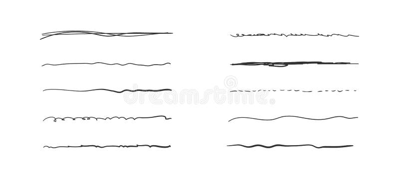 Set of Wavy Horizontal Lines. Marker Hand Drawn Line Border Set and ...