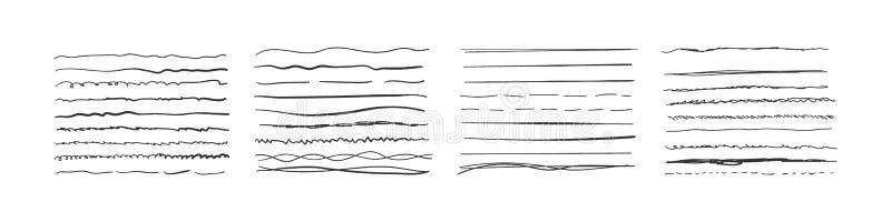 Set of Wavy Horizontal Lines. Marker Hand Drawn Line Border Set and ...