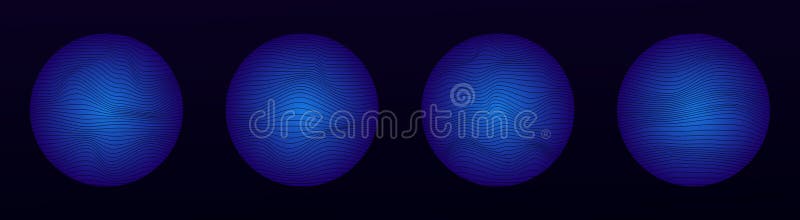 Set of Wavy Spheres with Lines. Abstract Geometric Shapes Stock Vector ...