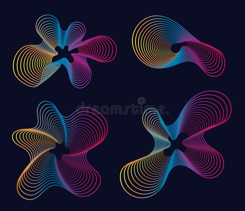 Set of Wavy Transition Lines. Deformed Frames Stock Vector ...