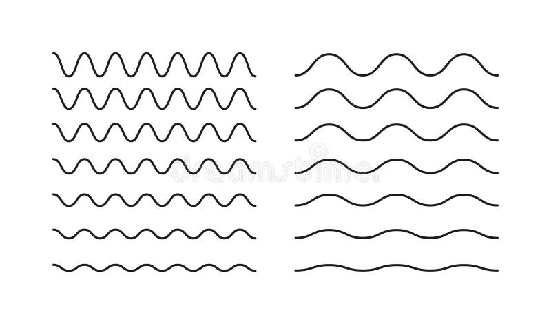 Set of Wavy Vector Lines. Zigzag and Wavy Horizontal Underline. Waves ...