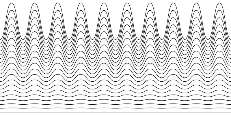 Set of Wiggly Horizontal Lines. Scalloped Borders. Sine or Cosine ...
