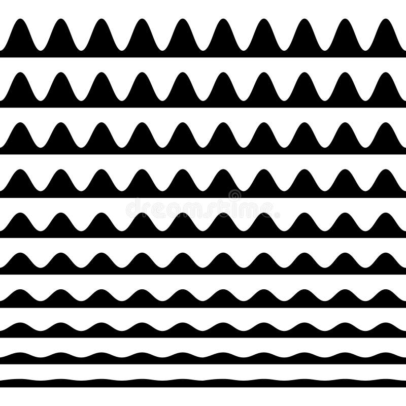 A Set of Wavy Zigzag Horizontal Wiggly Lines Stock Vector ...