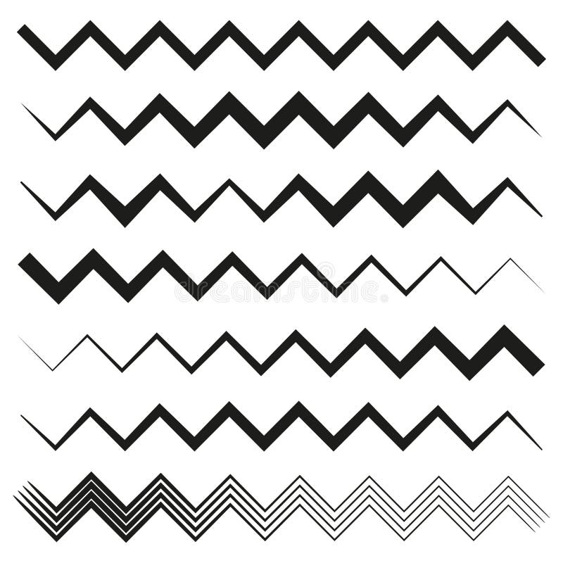 Set of Wavy Zigzag Lines in Different Weights. Vector Illustration ...
