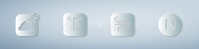 Set Weather Forecast App, Fahrenheit, Wind and Compass North. Paper Art ...