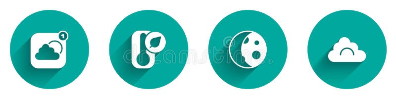 Set Weather Forecast App, Thermometer, Moon Phases and Cloud Icon with ...