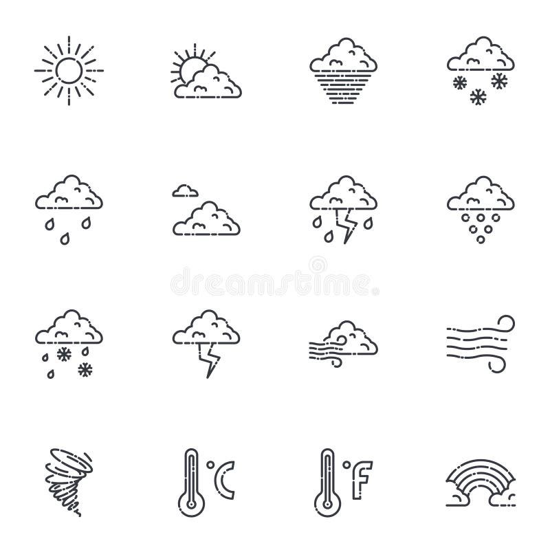 Weather Icons Line Sleet Stock Illustrations – 85 Weather Icons Line ...