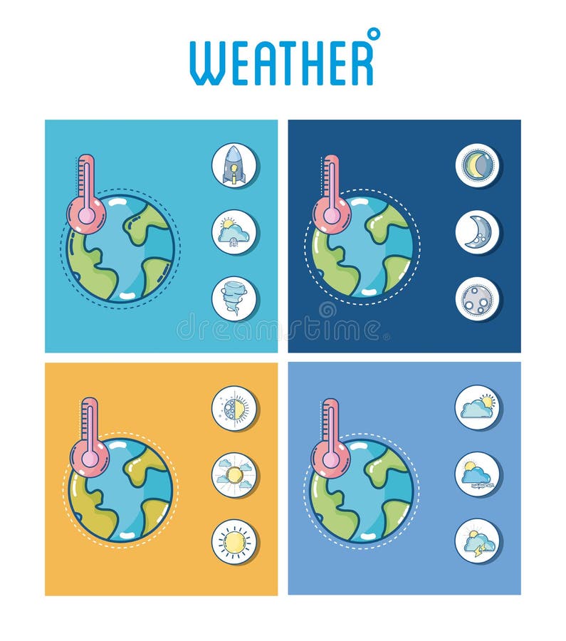 Set of weather frames stock vector. Illustration of climate - 118418991
