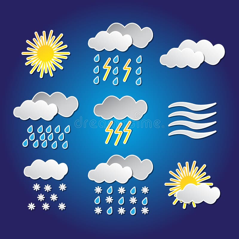 Set Weather Funny Icons Shadows Stock Illustrations – 2 Set Weather ...