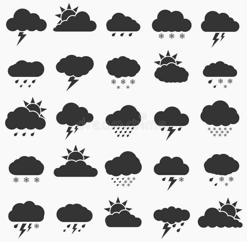 Set of Cloud Icon White Color on Blue Background Stock Vector ...