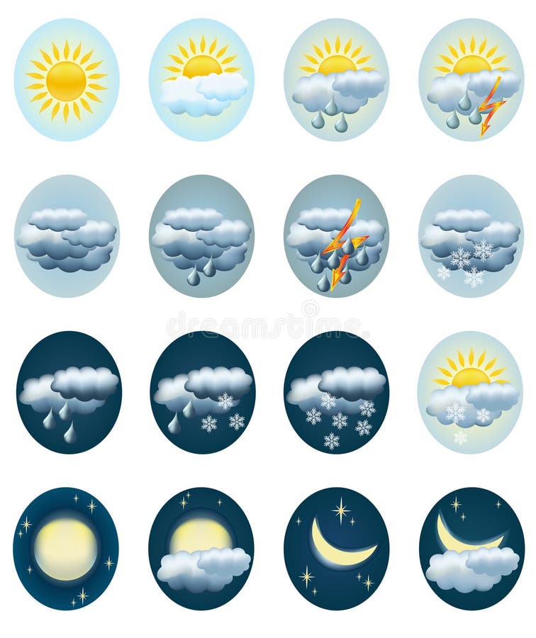 Weather forecast icon set stock vector. Illustration of icons - 8174561