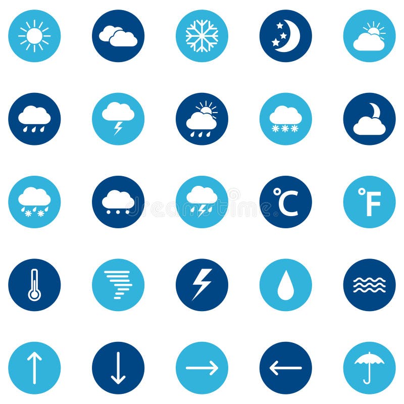 Set of Weather Icons on Color Background, Illustration Stock Vector ...
