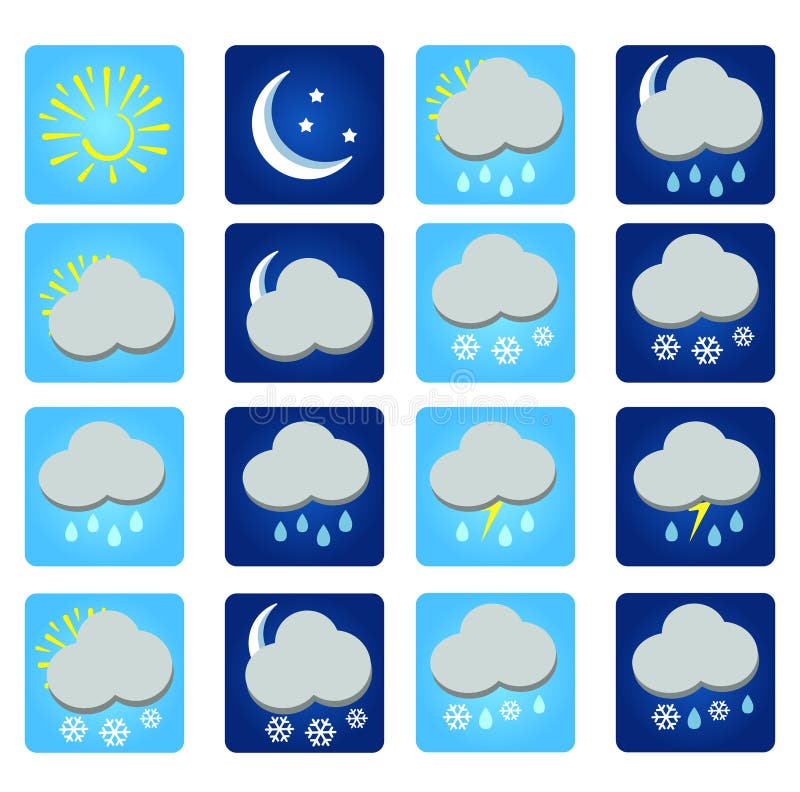 Weather icons stock vector. Illustration of starry, button - 29716216
