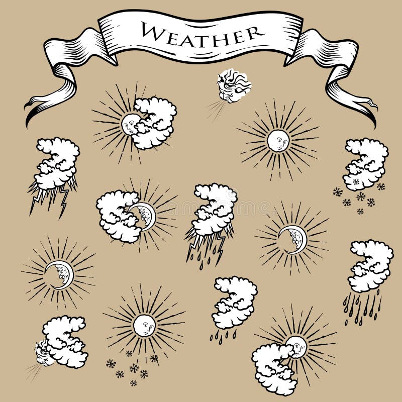 Set of weather icons stock vector. Illustration of icon - 59467101
