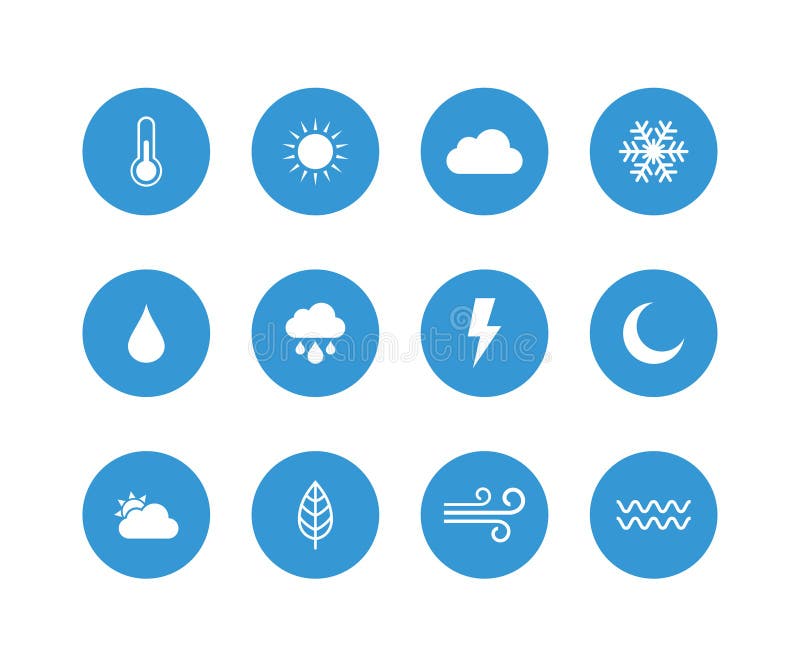 Set of Weather Icons Vector. Flat Design Style Weather Icons Stock ...